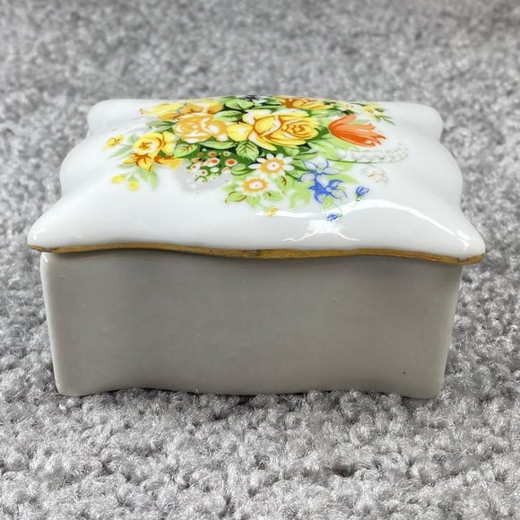 Storage & Organization | Trinket Box White Floral Flower Design On Lid ...